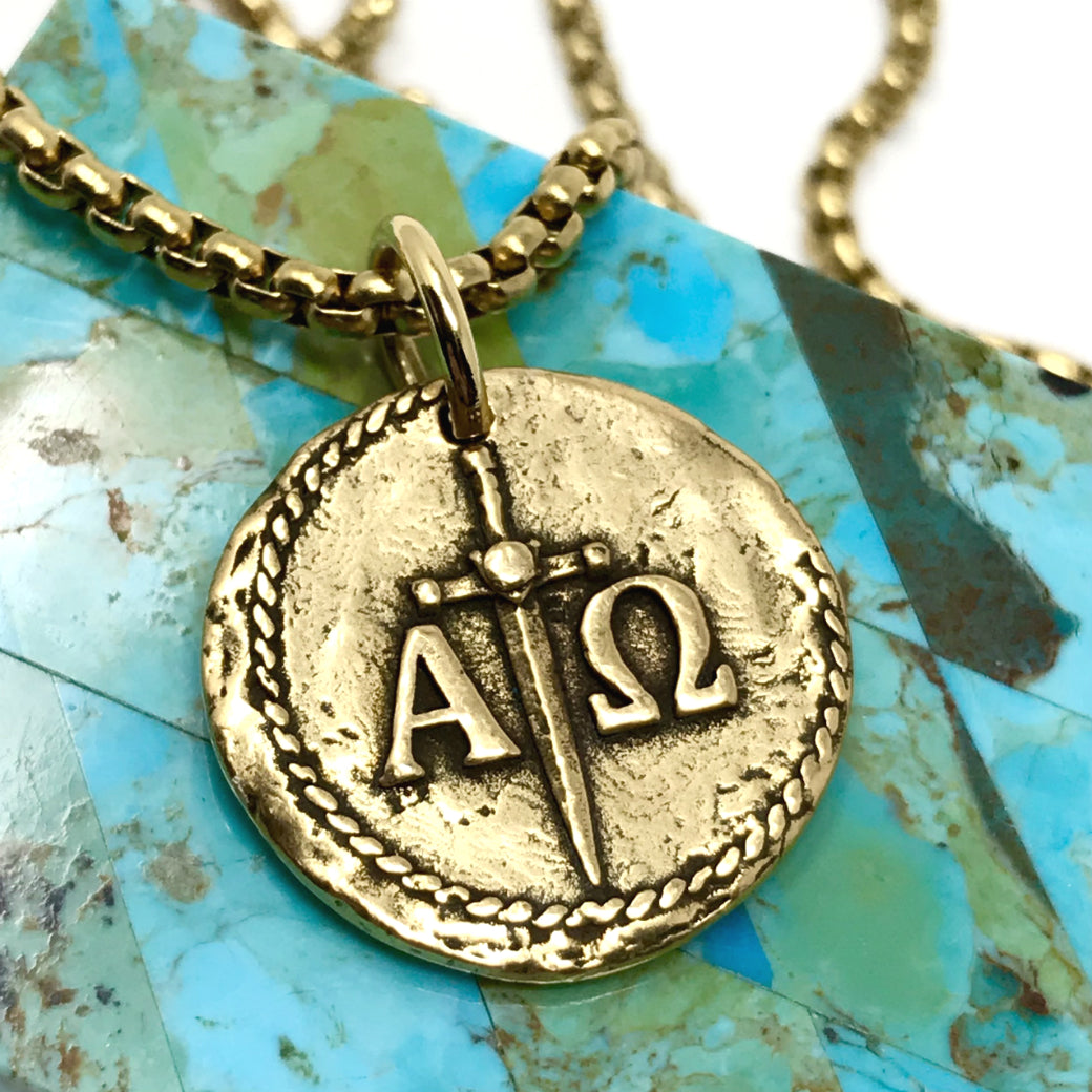 New! Christian Greek Alpha & Omega Coin Necklace for Men & Women SHOP ...