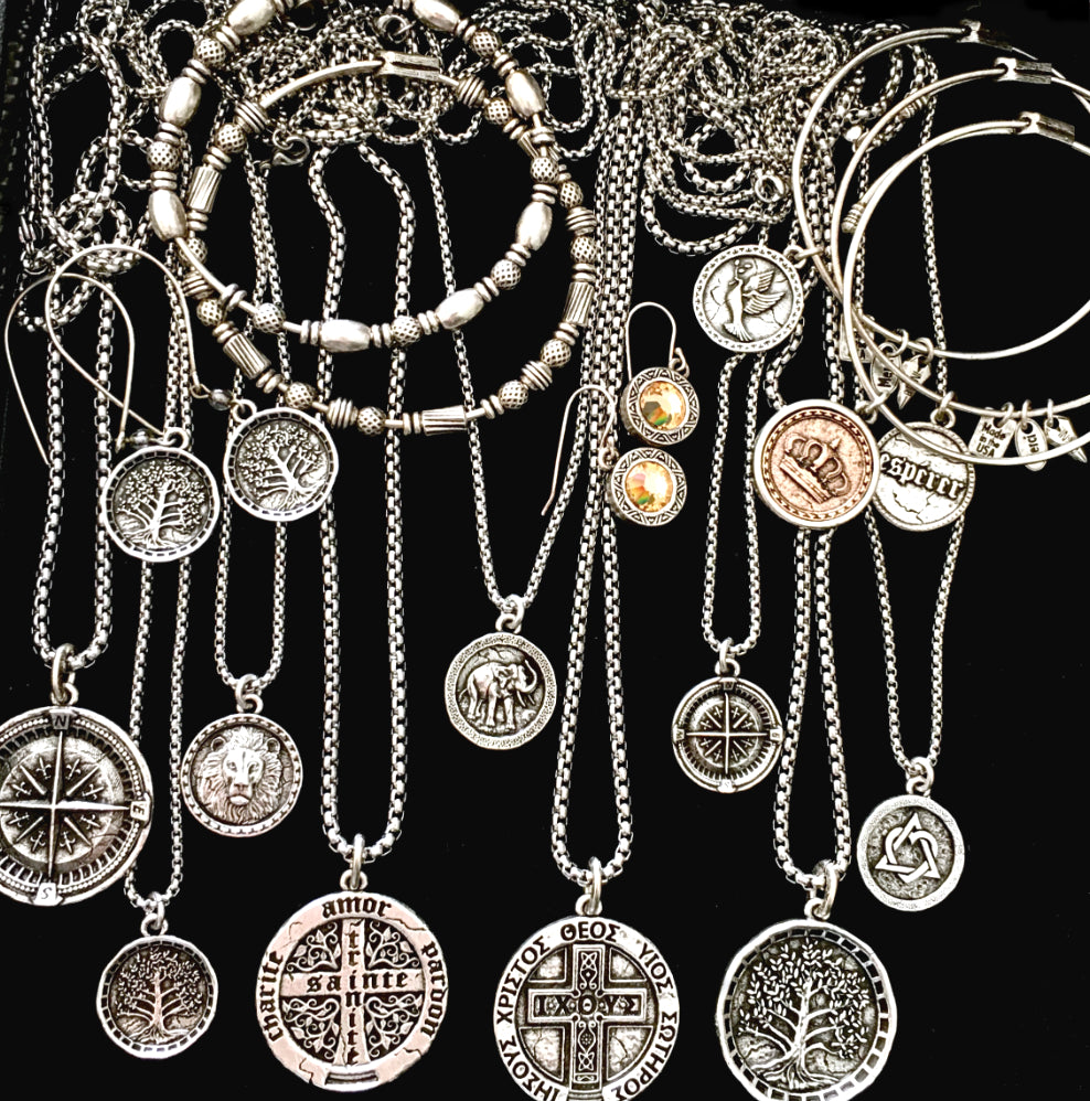 Lg. Silver/Gold Compass Coin Necklace, stainless chain, Men. Shop NOW ...