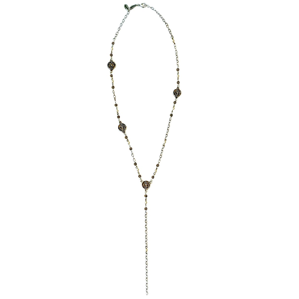 Eva Long Gold or Silver Y-Necklace with Czech Glass Beaded Accents – B ...