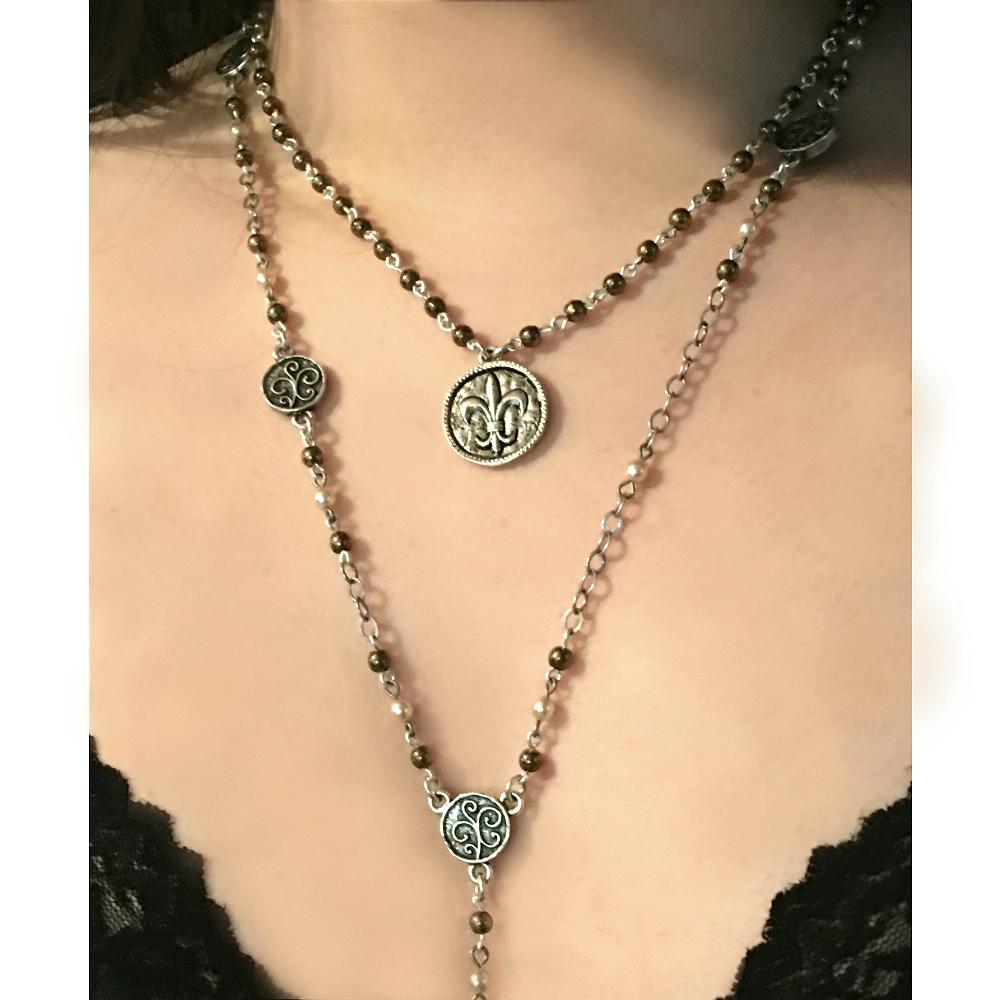 Eva Long Gold or Silver Y-Necklace with Czech Glass Beaded Accents – B ...