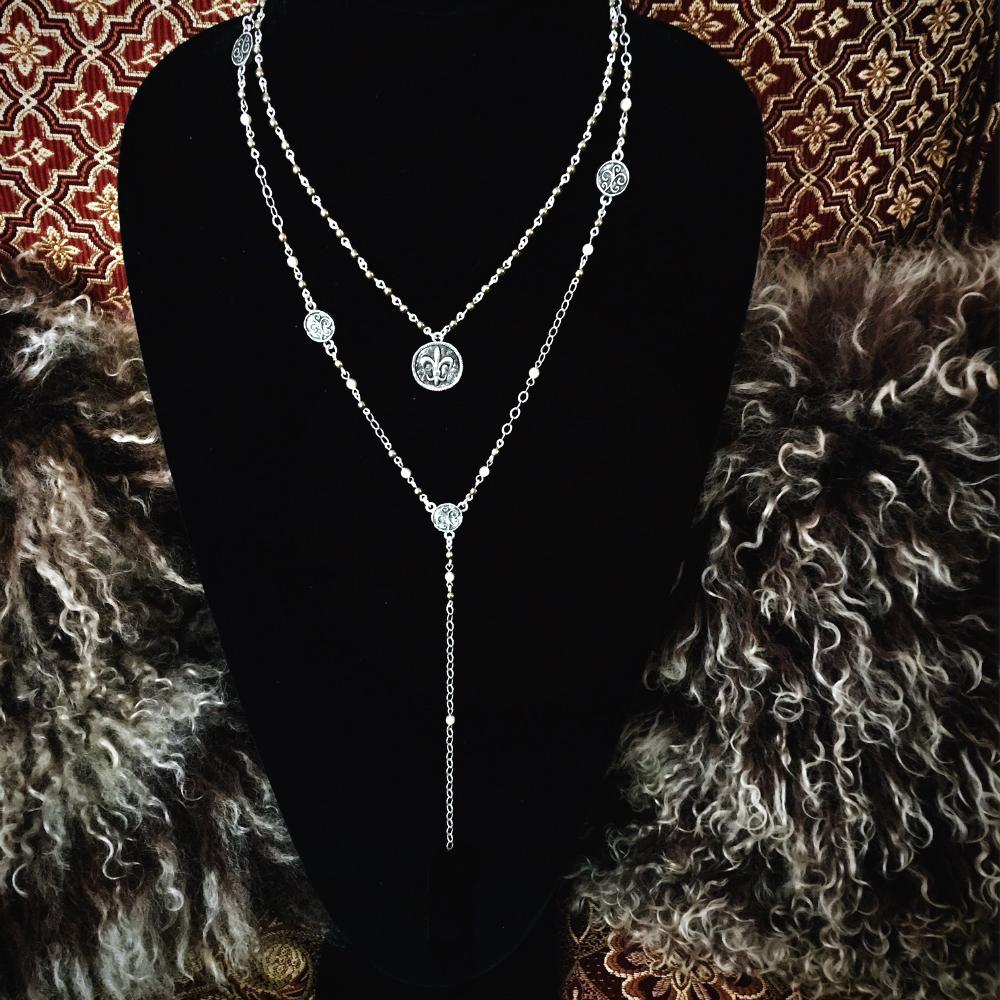 Eva Long Gold or Silver Y-Necklace with Czech Glass Beaded Accents – B ...