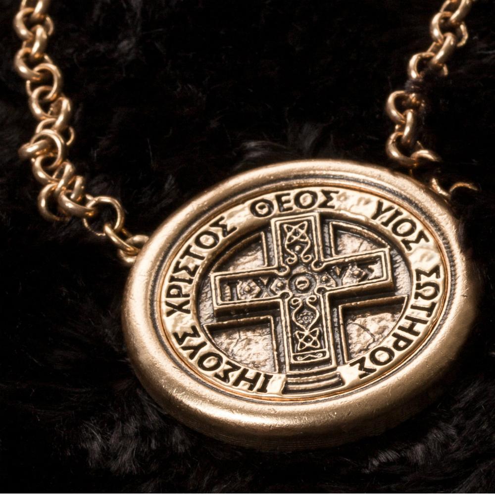 Evangeline Christian Two-Tone Greek Coin & Holder IXOYE Cross Necklace ...