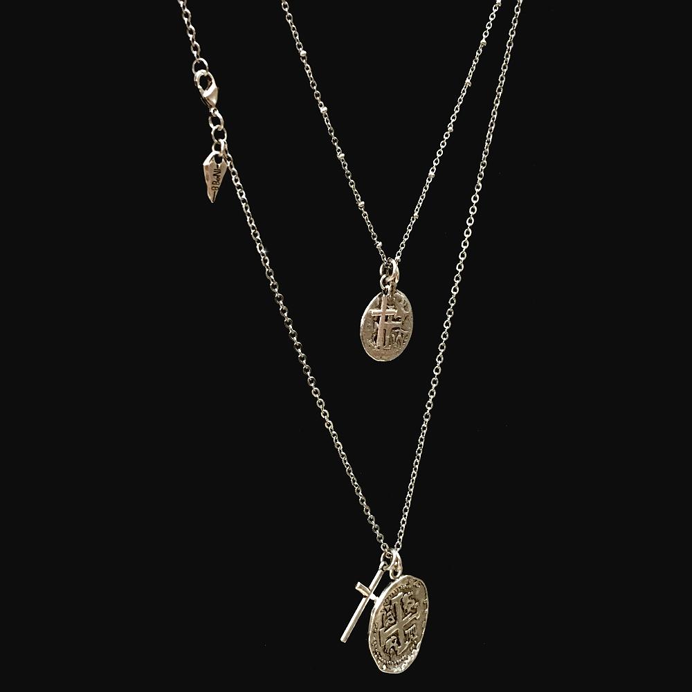 Old Spanish Silver Coin Christian Cross Necklace Stainless Chain – B ...